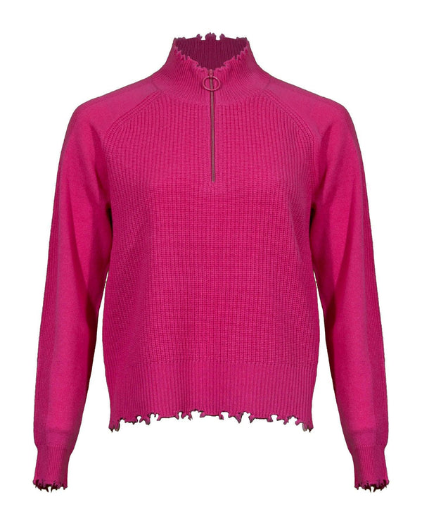 Raw Edge Zip Neck Pullover – BLU'S