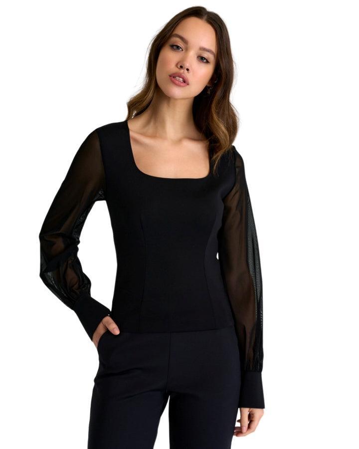 Sofia 3D Mesh Puff Sleeve Top – BLU'S