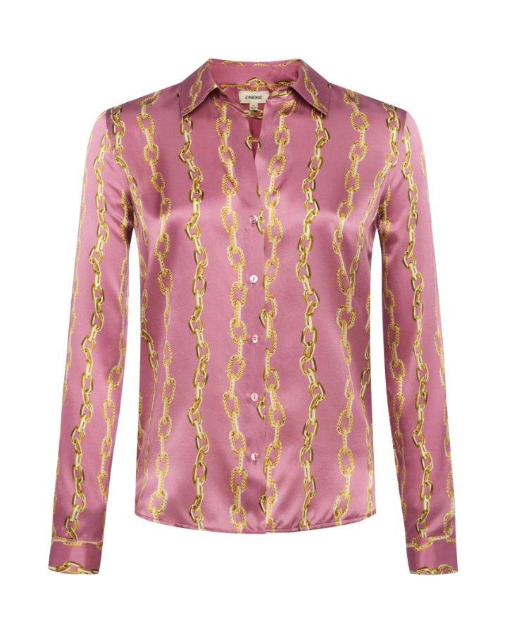 L'Agence Tyler Mauve Rose Metallic Chain Print Blouse – BLU'S