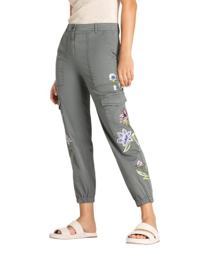 Cambio Karo Floral Embossed Cargo Pant – BLU'S