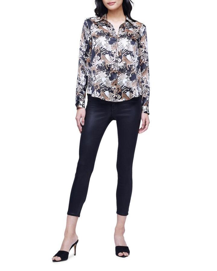 L'Agence Tyler Holly Black Panther Jungle Blouse – BLU'S