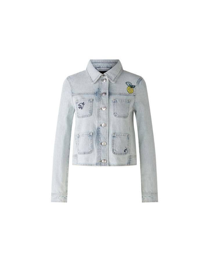 Oui Blue Denim Jacket With Embroidery – BLU'S