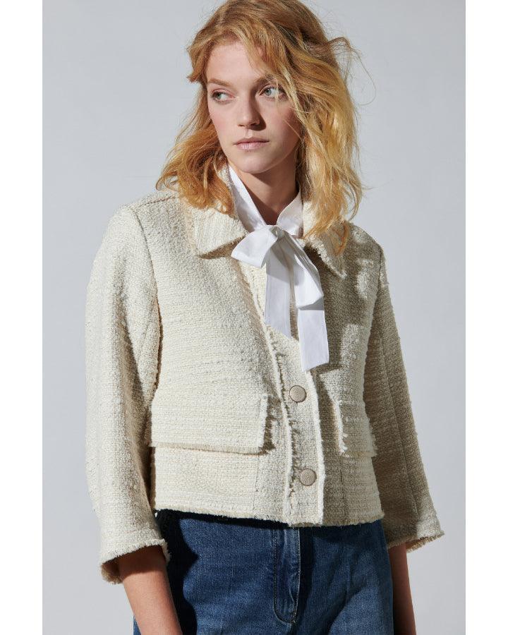 Cropped Tweed Look Jacket – BLU'S
